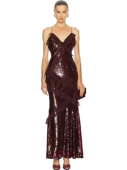 LoveShackFancy Rialto Dress - Bordeaux