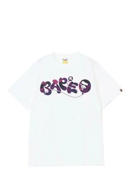 A BATHING APE Camo Balloon Tee Shirt - White Purple