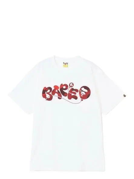 A BATHING APE Camo Balloon Tee Shirt - White Red