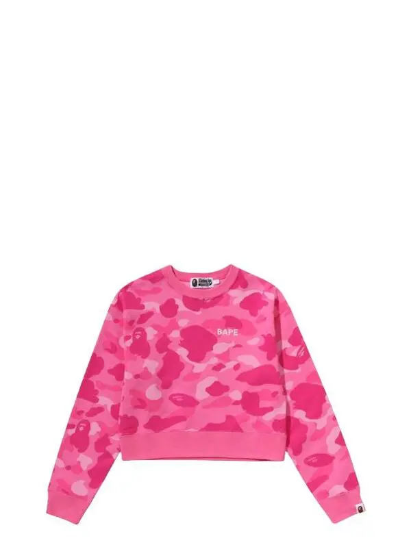 A BATHING APE Camo Cropped Crewneck Sweatshirt - Pink