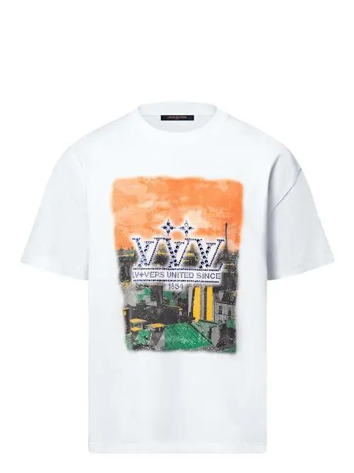 LOUIS VUITTON Embellished Graphic Cotton T-shirt - Milky White
