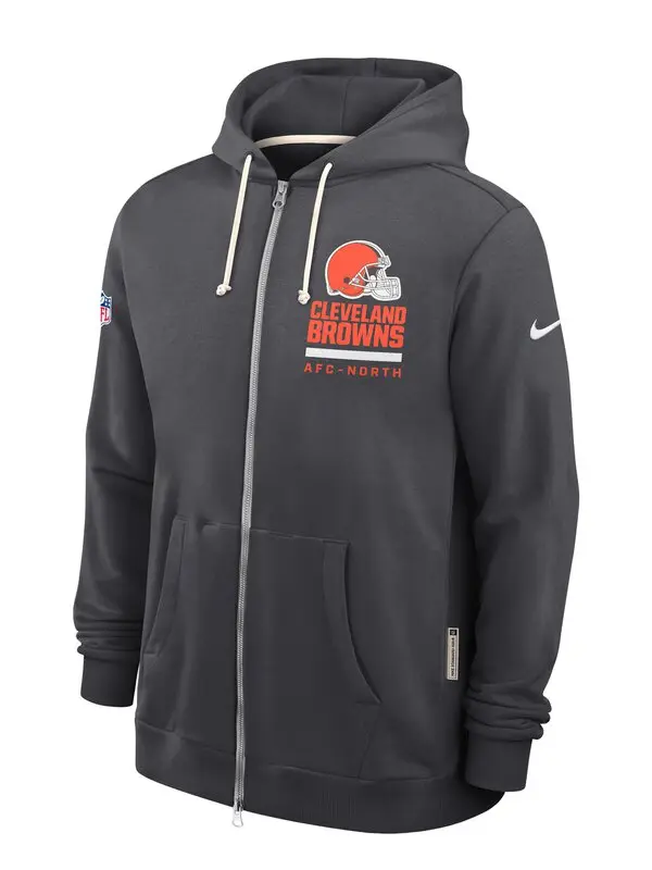Nike Cleveland Browns Utility Player Sideline Nfl Full-zip Hoodie - Grey