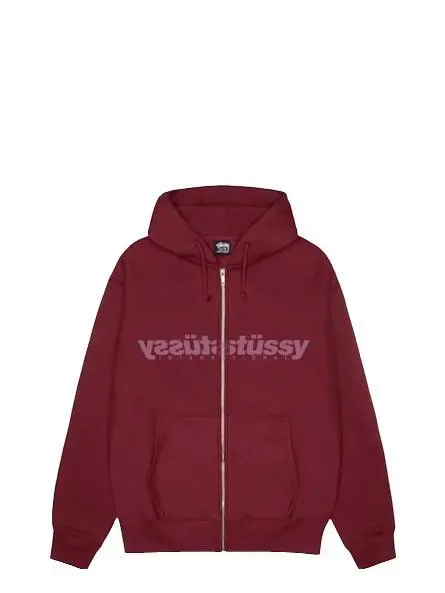 StÜssy Mirror Zip Up Hoodie - Wine
