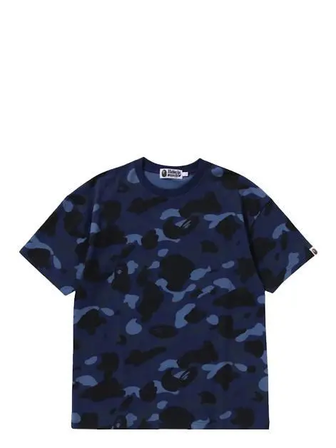 A BATHING APE Camo Big College Tee Shirt - Blue