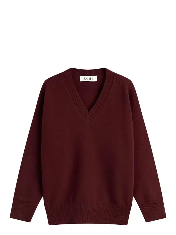 RÓHE V-neck Knitted Jumper - Burgundy