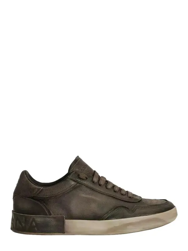 Dolce & Gabbana Portofino Leather Sneakers - Brown