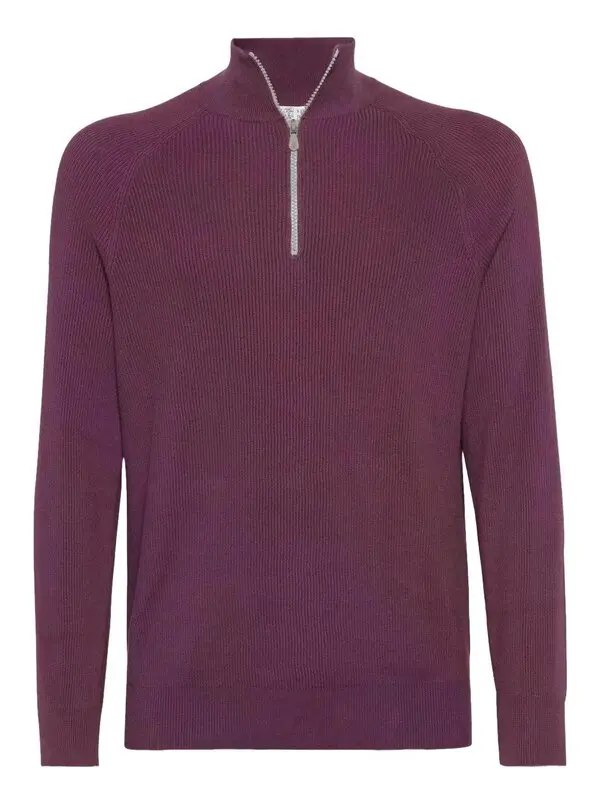 Brunello Cucinelli Ribbed Cotton Sweater - Purple