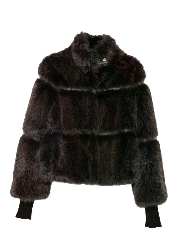 Patrizia Pepe Faux Fur Jacket - Brown