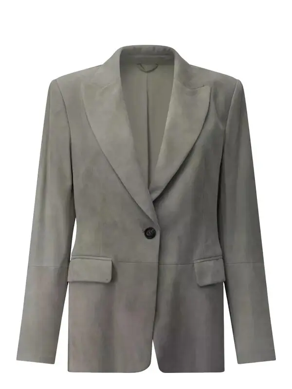 Brunello Cucinelli Single-breasted Suede-leather Blazer - Grey