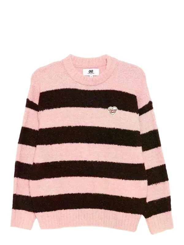 CHOCOOLATE Logo-embroidered Striped Jumper - Pink