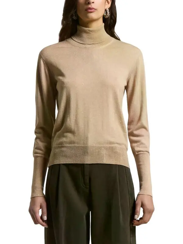 Peserico Roll-neck Pullover With Glitter Details - Neutrals
