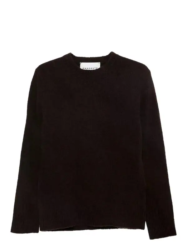 AMARANTO Crew-neck Long-sleeve Sweater - Brown