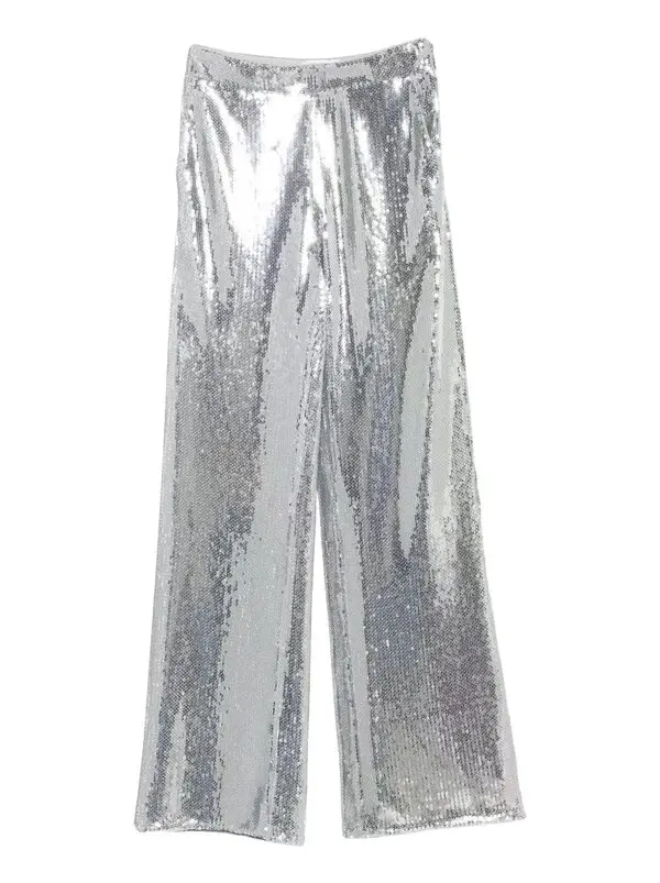 Patrizia Pepe Sequin-embellished Flared Trousers - Silver