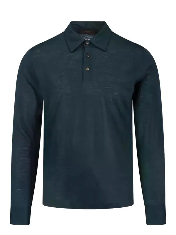 ZANONE Buttoned Virgin-wool Polo Shirt - Green