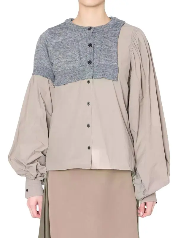 Kolor Gathered-panel Wool Top - Neutrals