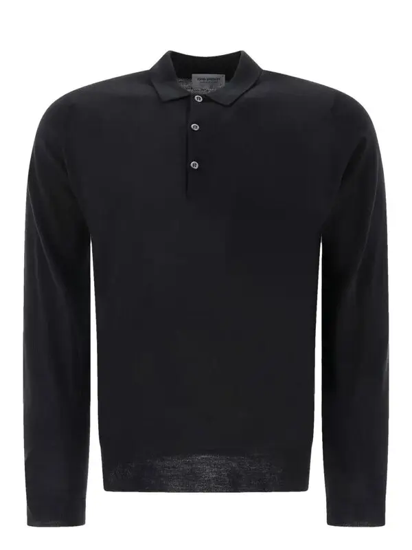 John Smedley Long-sleeve Classic-collar Polo Shirt - Black