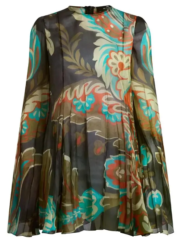 Etro Floral-print Mini Dress - Brown