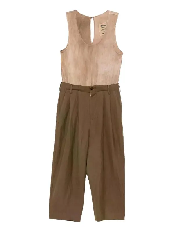 UMA WANG Pleated Cropped Trousers - Brown