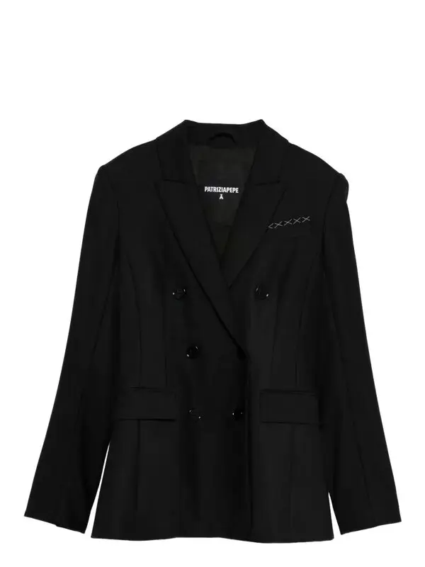 Patrizia Pepe Double-breasted Blazer - Black