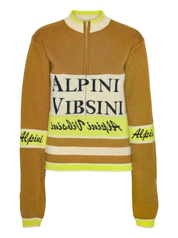 Henrik Vibskov Lettering Half-zip Sweater - Brown