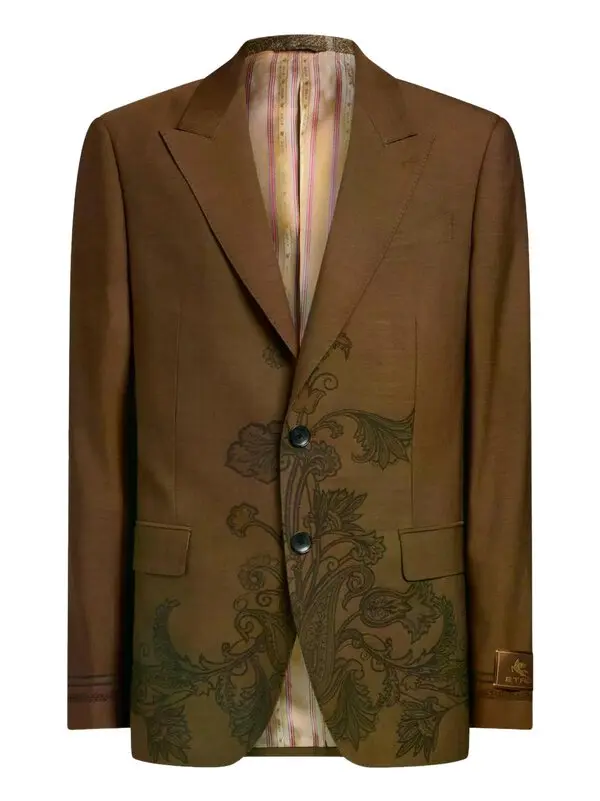 Etro Floral-motif Single-breasted Blazer - Brown