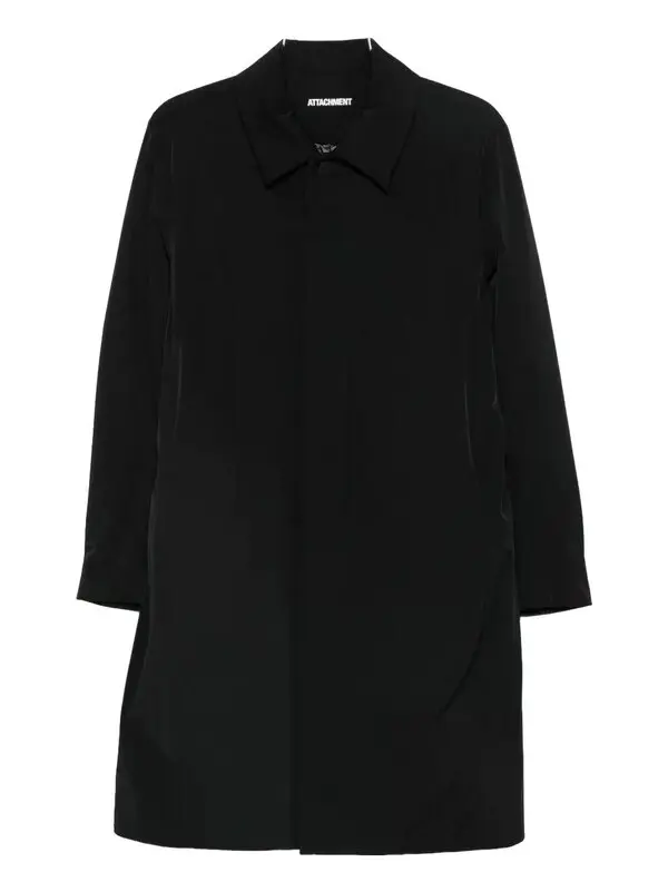 Attachment Single-breasted Collared Coat - Black