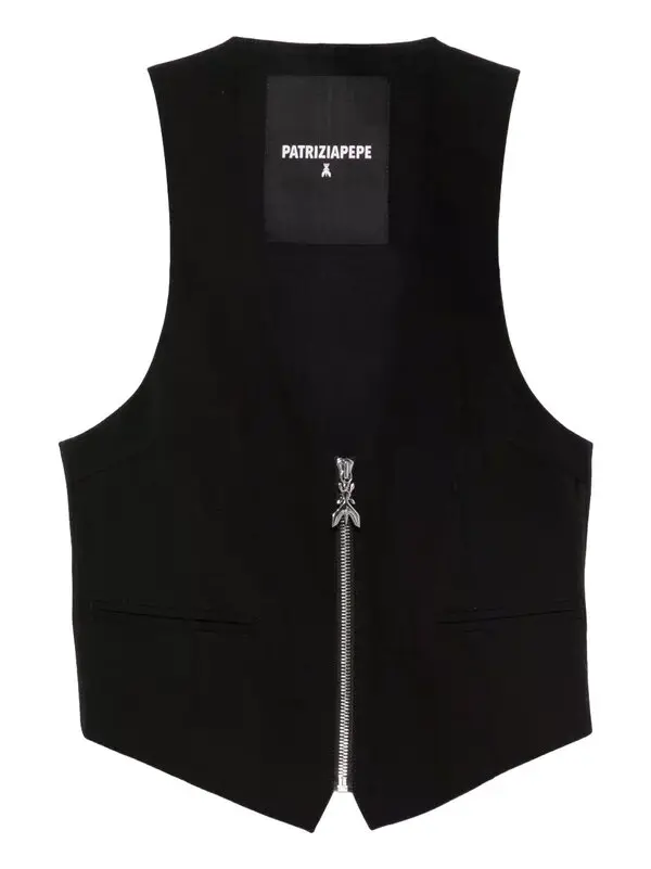 Patrizia Pepe Zip-up Gilet - Black
