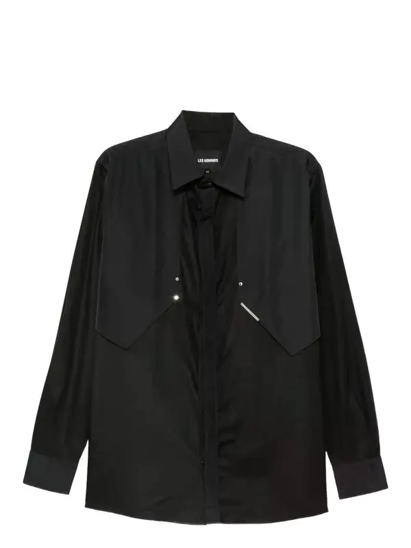 LES HOMMES Panelled Shirt - Black