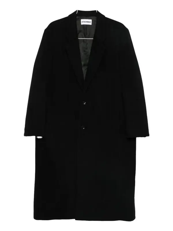 Attachment Single-breasted Coat - Black