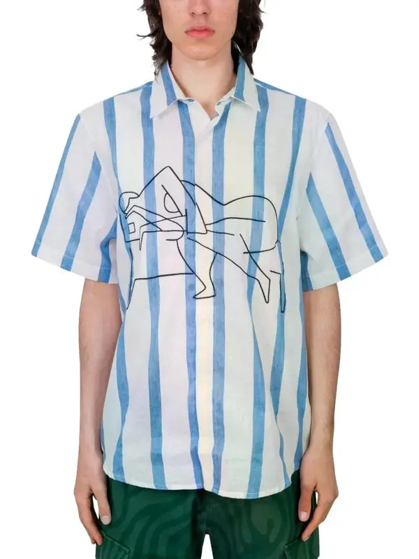 PARRA Stripe Short-sleeve Shirt - White