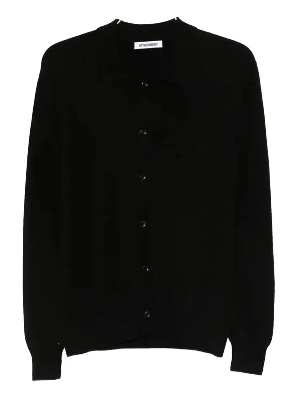 Attachment Polo-collar Cardigan - Black