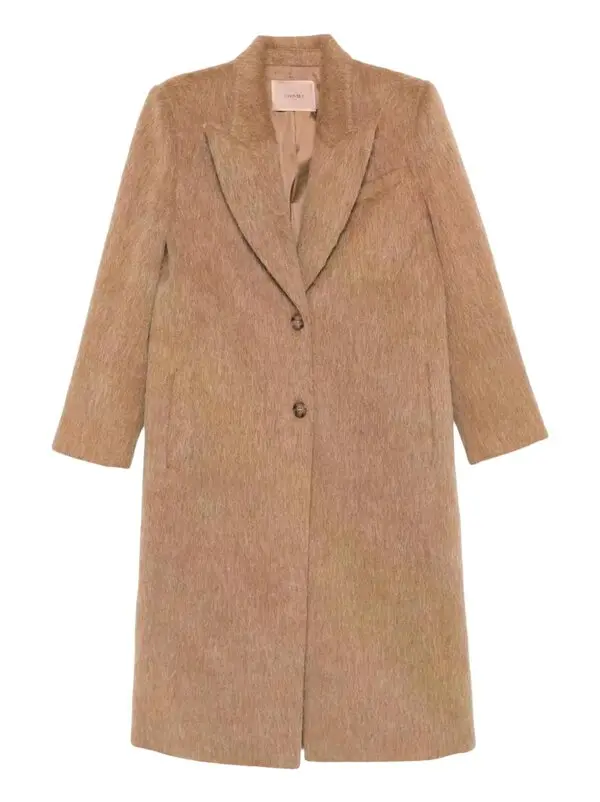 TWINSET Textured Single-breasted Coat - Neutrals