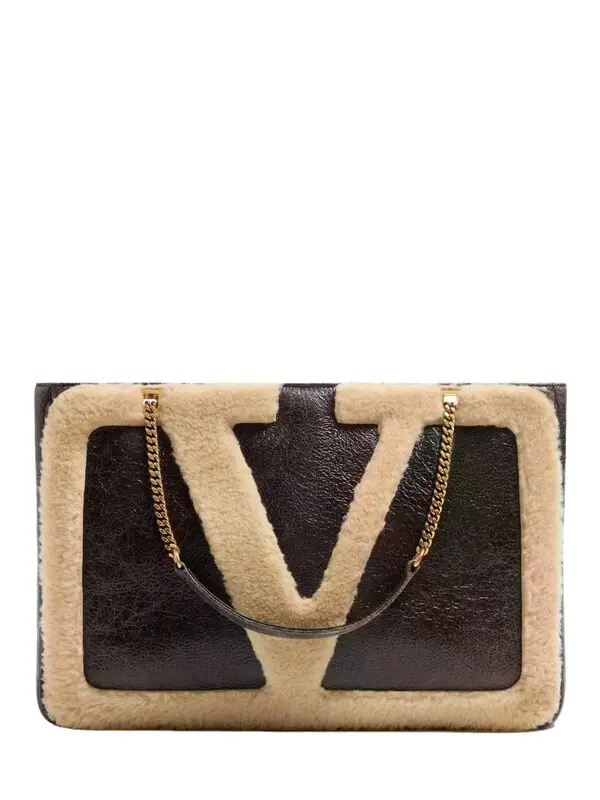 Valentino Garavani Medium Viva Superstar Shearling Tote - Brown