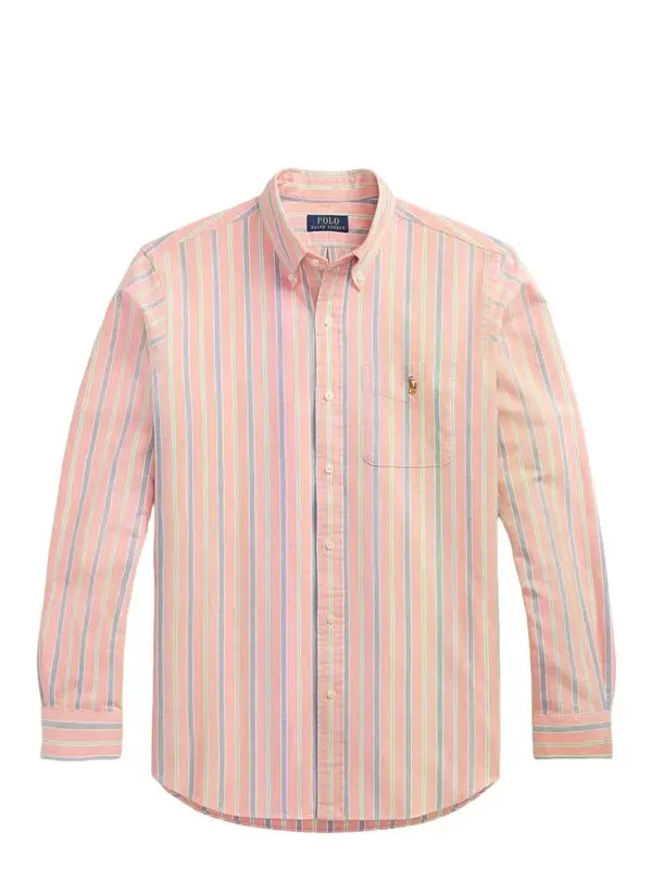 Polo Ralph Lauren Striped Embroidered-logo Shirt - Orange