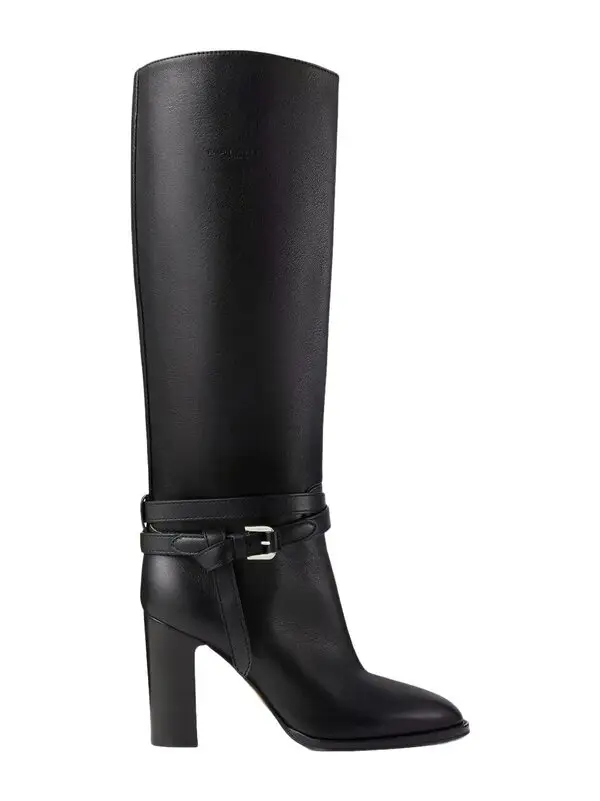 Ralph Lauren 90mm Buckle-strap Calfskin Boots - Black