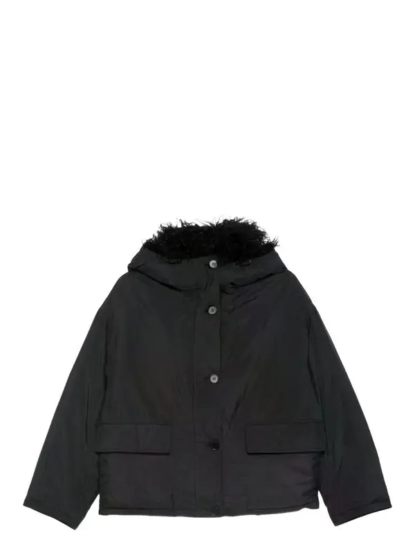 YVES SALOMON Faux Fur-trim Hooded Jacket - Black