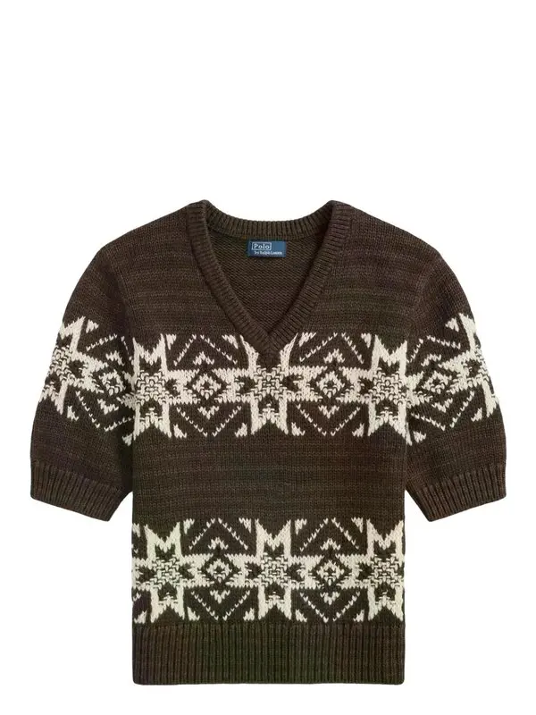 Polo Ralph Lauren Fair Isle V-neck Sweater - Brown