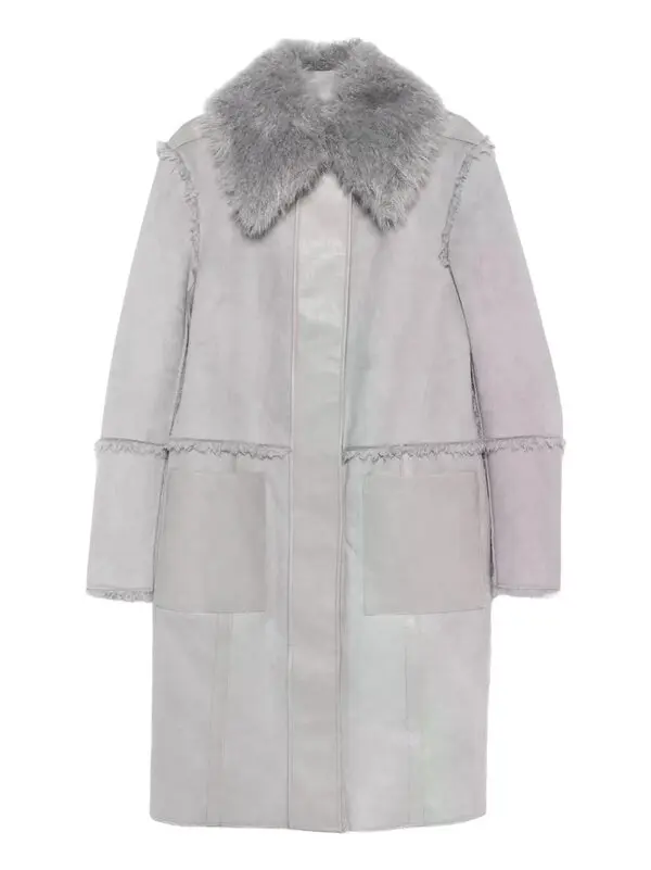 Patrizia Pepe Faux Fur Reversible Coat - Grey