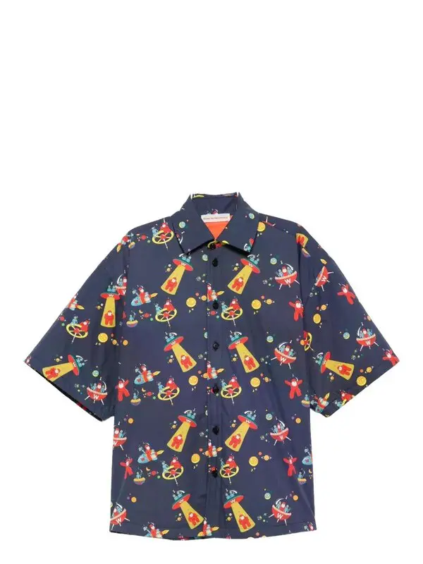 WALTER VAN BEIRENDONCK All-over Print Shirt Jacket - Blue