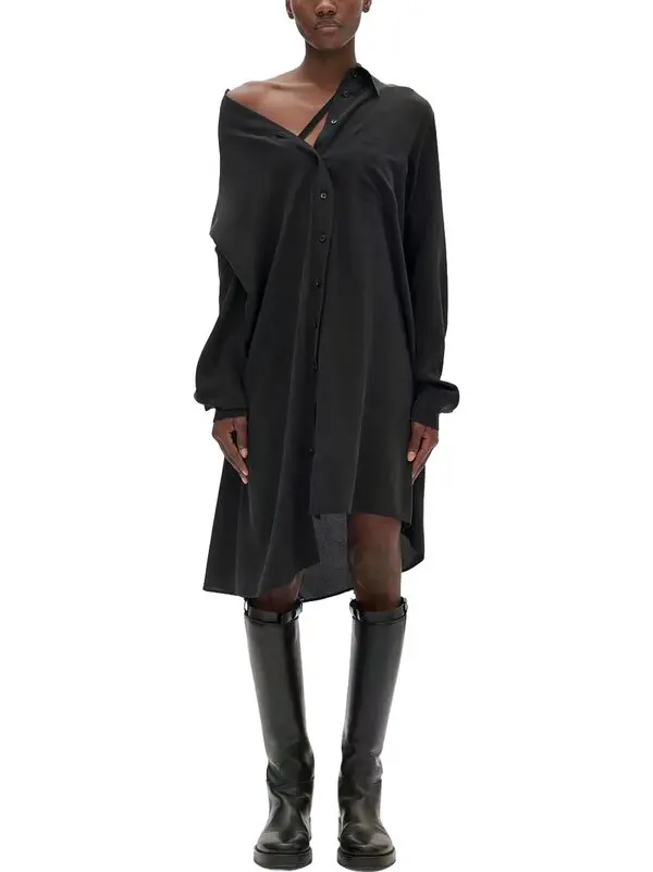ANN DEMEULEMEESTER Halina Drop-shoulder Midi Shirt Dress - Black