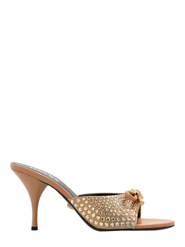 Versace 85mm Embellished Bow Sandals - Brown