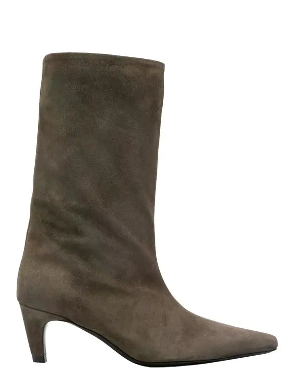 JUDE Pointed-toe Kitten Heel Boots - Brown