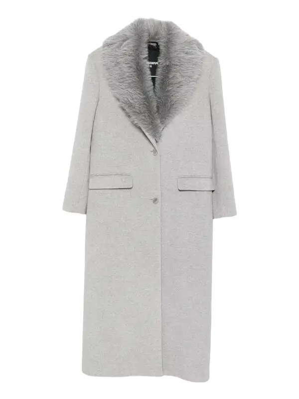 Patrizia Pepe Faux Fur Single-breasted Coat - Grey