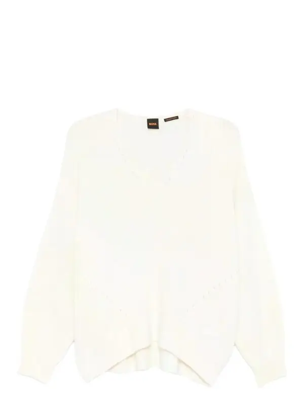BOSS V-neck Sweater - White