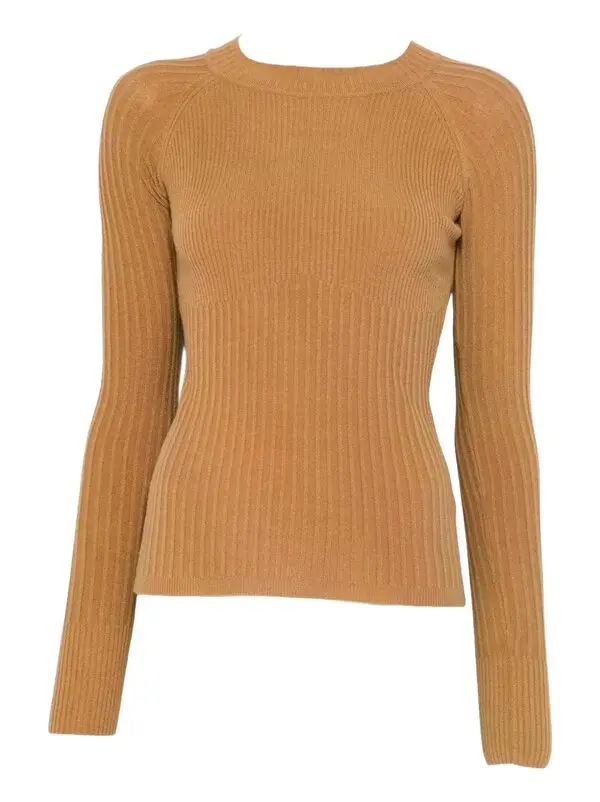 Patrizia Pepe Ribbed Fitted Sweater - Neutrals