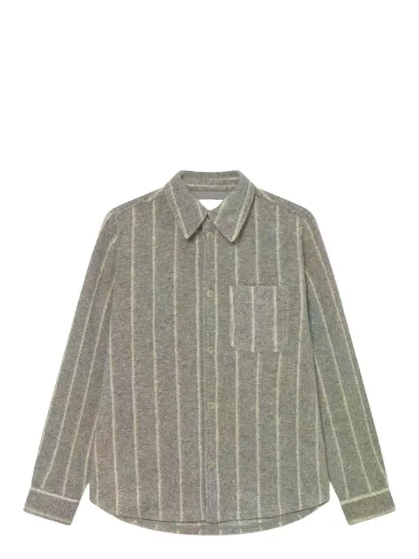 LES DEUX Lennon Wool Pinstripe Shirt - Grey