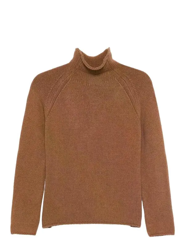 SCAGLIONE Mock-neck Raglan-sleeve Sweater - Brown