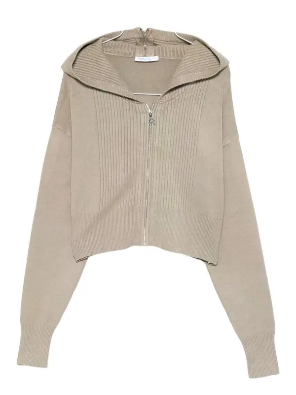 Patrizia Pepe Hooded Ribbed Cardigan - Neutrals