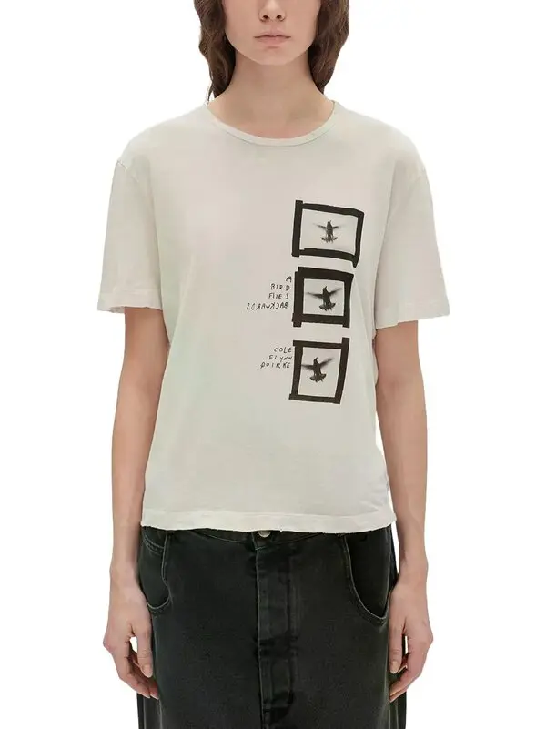 ANN DEMEULEMEESTER Printed Jersey T-shirt - Neutrals