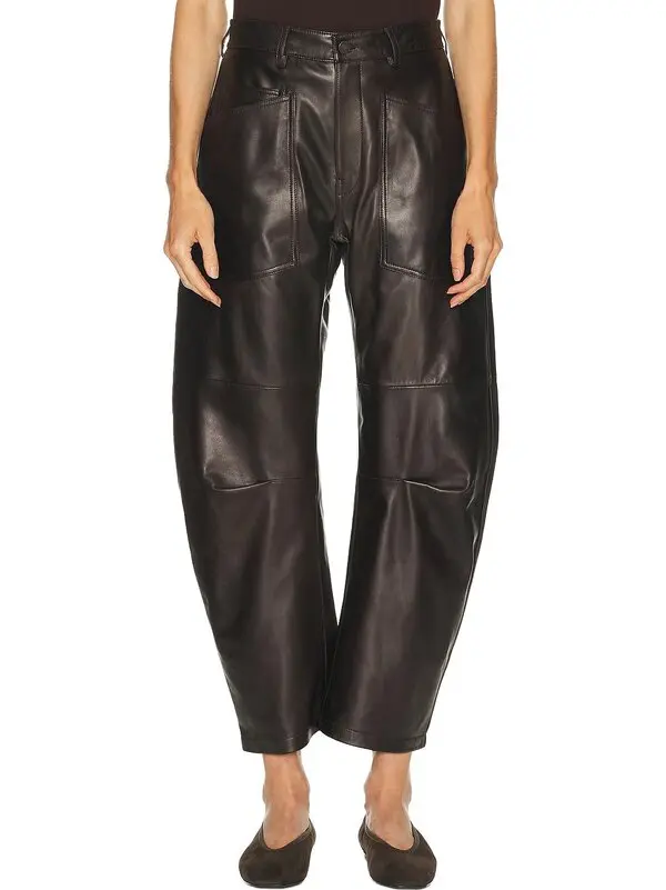 NILI LOTAN Shon Leather Pant - Dark Brown